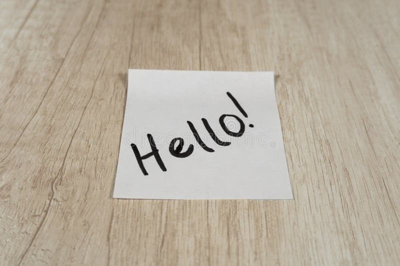 Hello Written in Black Marker on a Sticky Note Stock Photo - Image of ...