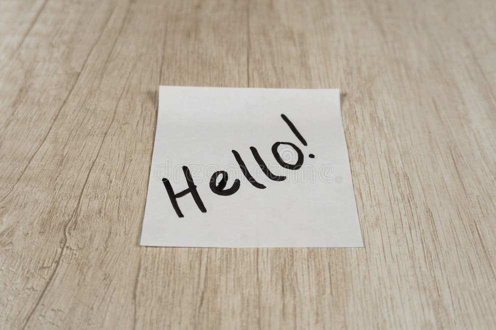 Hello Written in Black Marker on a Sticky Note Stock Photo - Image of ...