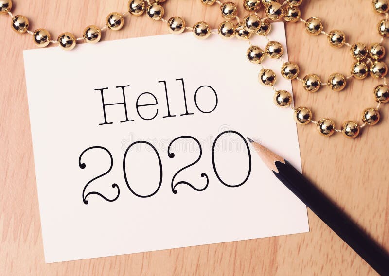 Hello Year 2020 with Gold Decoration Stock Photo - Image of happy ...