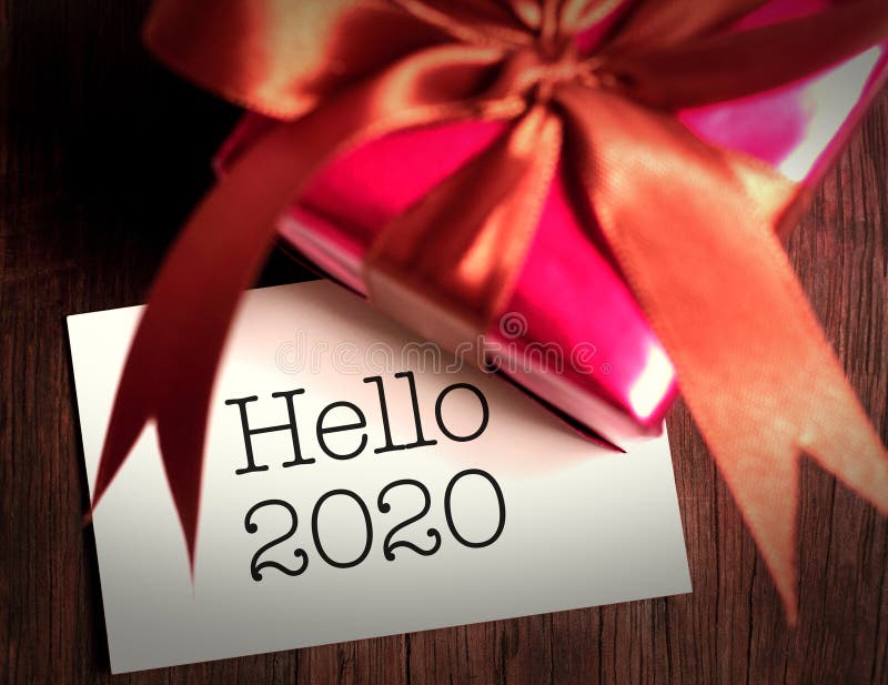 Hello Year 2020 with Gold Decoration Stock Photo - Image of concept ...