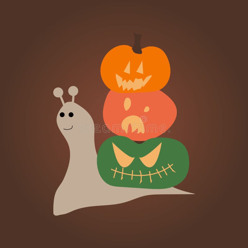 Helloween Cartoon Pumpkin Snail Retro Vector Illustration Stock Vector ...