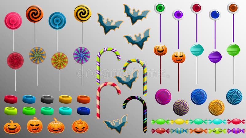 Helloween Sweet Realistic Candy Vector Stock Vector - Illustration of ...