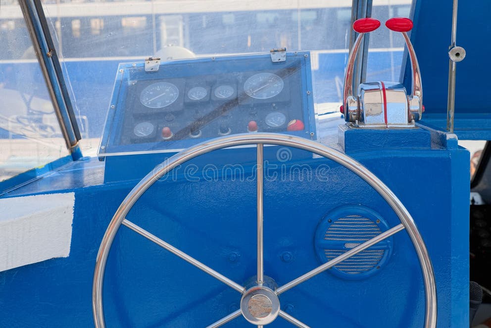 Helm in the Cockpit of a Boat, Concept of Lead, Navigate Stock Image ...