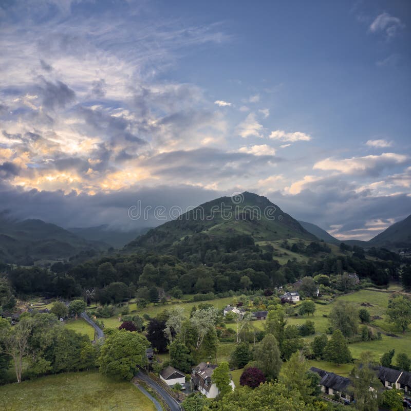 Helm Crag Grasmere sunset stock image. Image of rural - 236382209