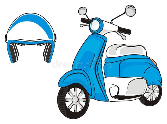 Helm en bromfiets stock illustratie. Illustration of koerier - 98730296