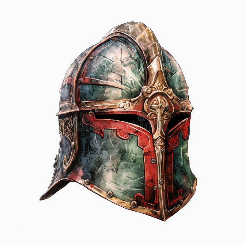 Helm Medieval Watercolor Fantasy Stock Illustration - Illustration of ...