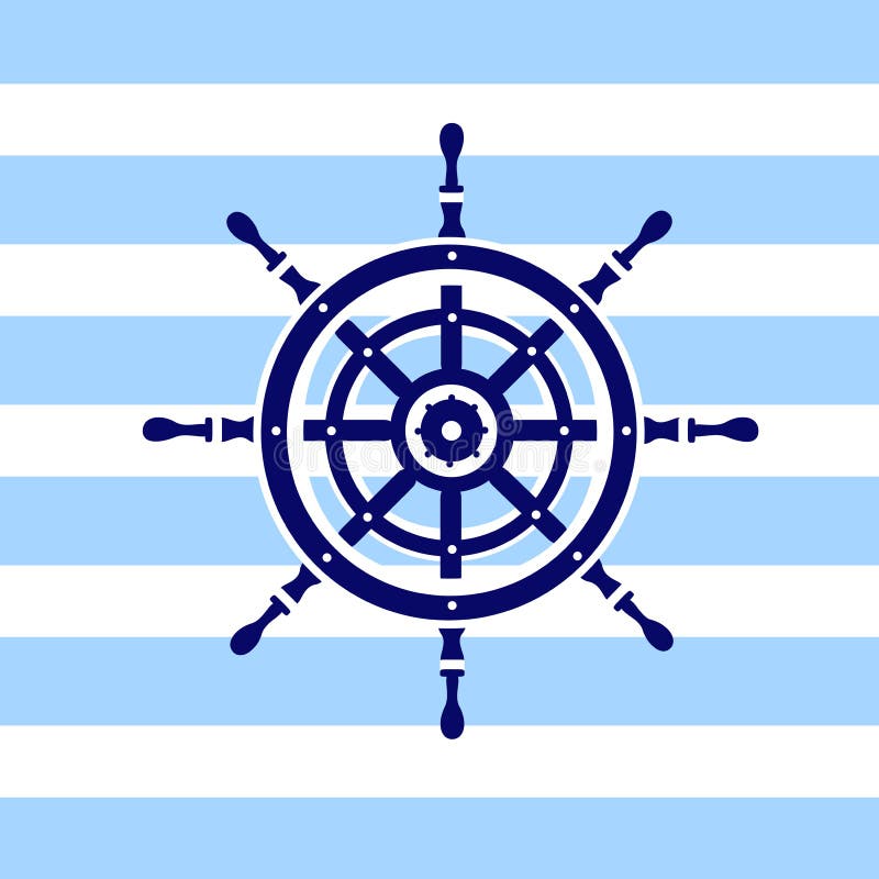 Nautical Navy Blue Helm Wheel Stock Illustration - Illustration of boat ...