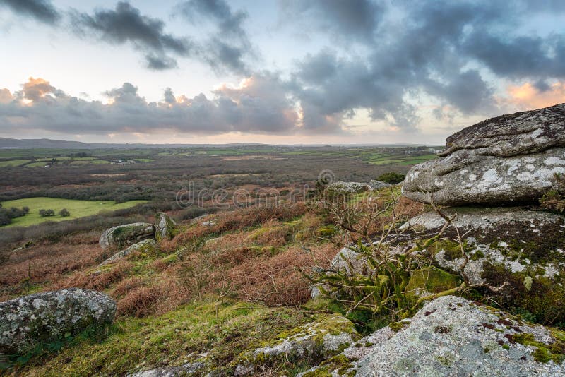 Sunset at Helman Tor in Cornwall Stock Image - Image of country ...