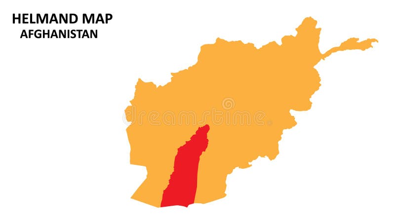Helmand State and Regions Map Highlighted on Afghanistan Map Stock ...