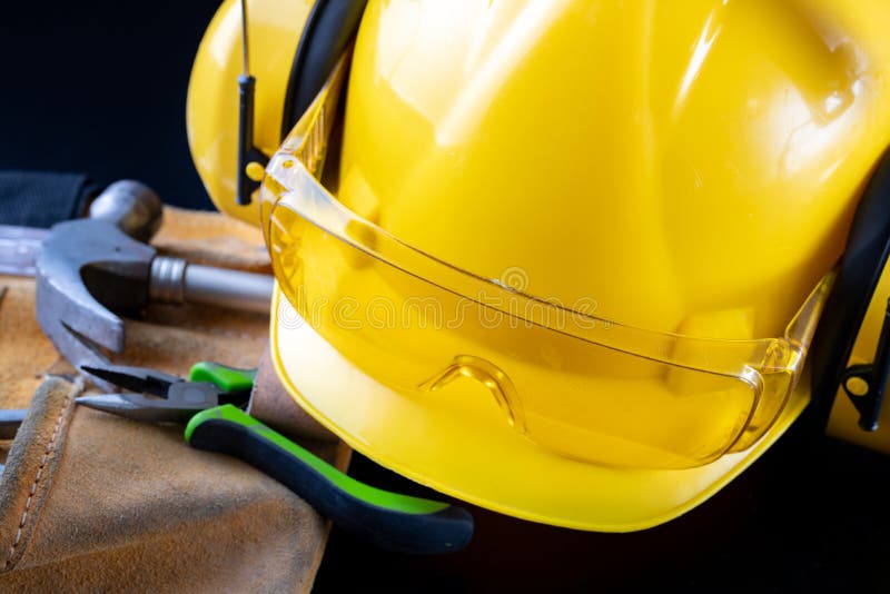 Helmet and Accessories for Construction Workers. Accessories Needed for ...