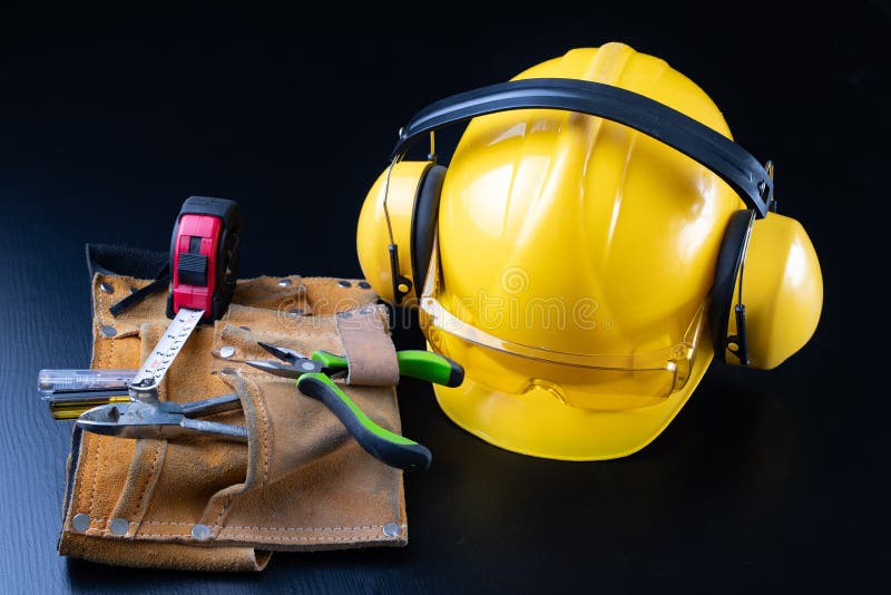 Helmet and Accessories for Construction Workers. Accessories Needed for ...