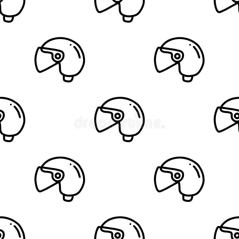 Helmet Cartoon Doodle Seamless Pattern, Vector. Stock Vector ...