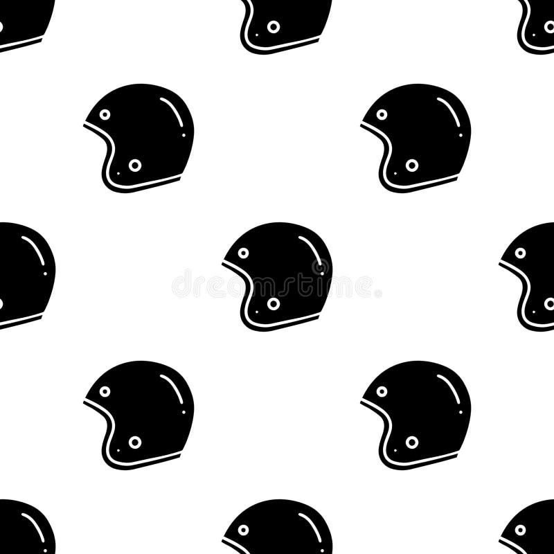 Helmet Cartoon Silhouette Seamless Pattern, Vector. Stock Vector ...
