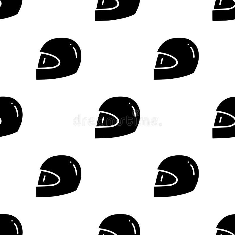 Helmet Cartoon Silhouette Seamless Pattern, Vector. Stock Vector ...
