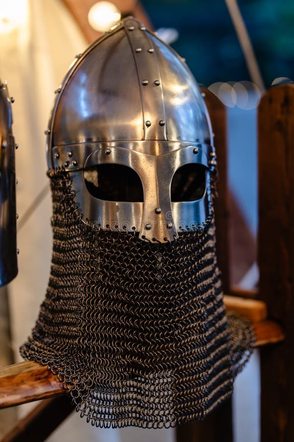 A Helmet with a Chain Around it Stock Photo - Image of chivalry ...