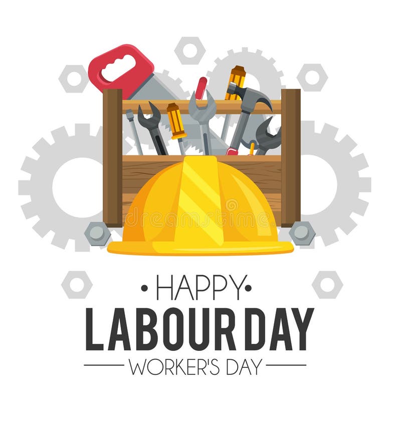 Helmet with Construction Box Tools To Labour Day Stock Vector ...