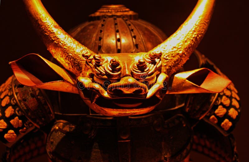 Helmet with Dragon Symbol Emblem of an Ancient Samurai in Dramatic ...