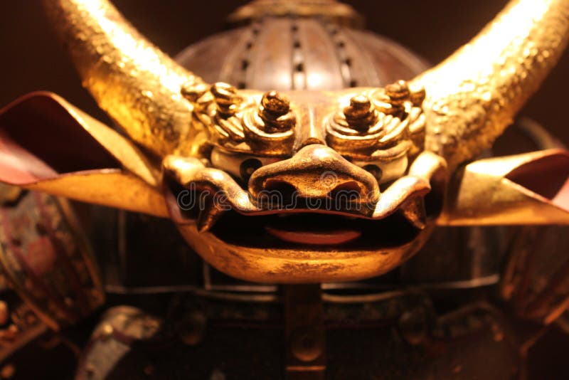 Helmet with Dragon Symbol Emblem of an Ancient Samurai in Dramatic ...