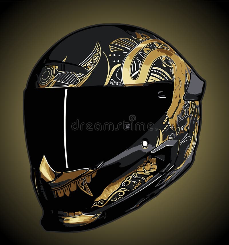 A Helmet with a Golden Snake Stock Vector - Illustration of golden ...
