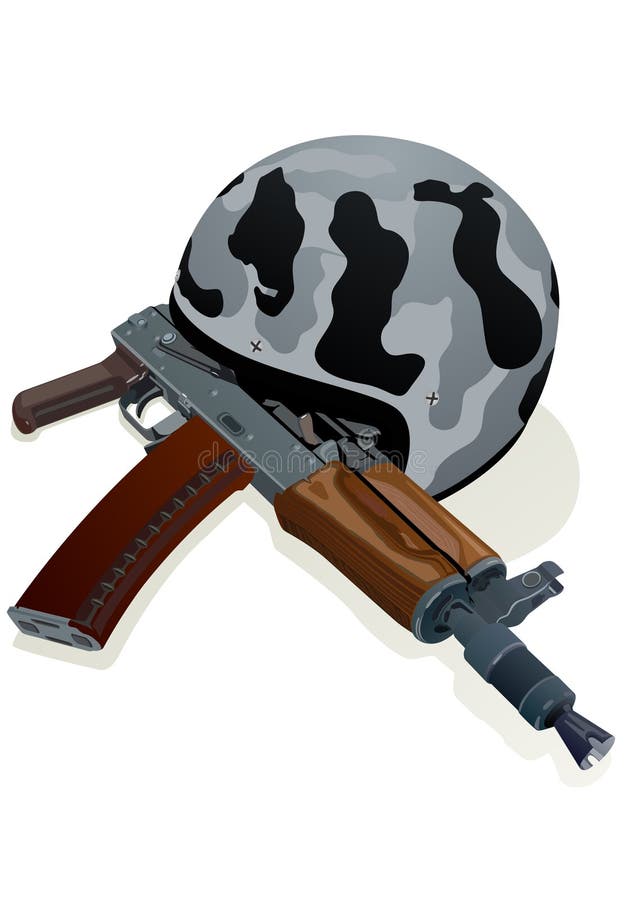Helmet and gun stock vector. Illustration of army, reflection - 20544192