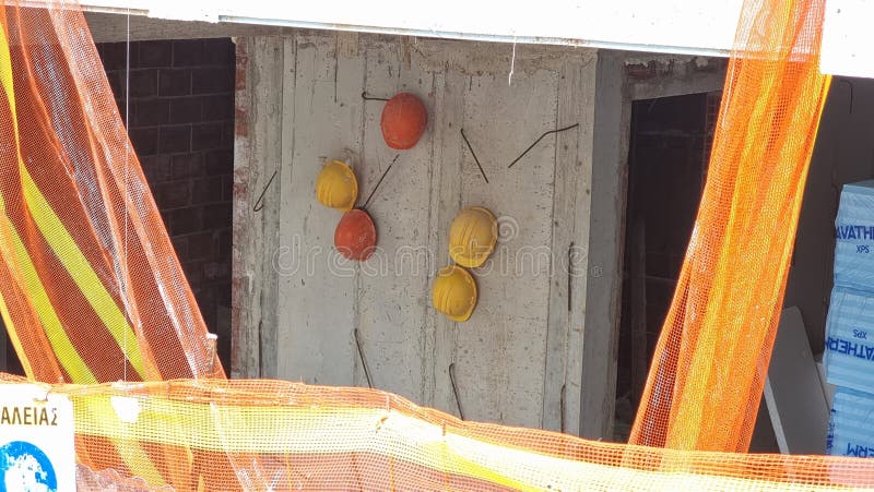 Helmet Helmets Workes in Building Construction Stock Image - Image of ...