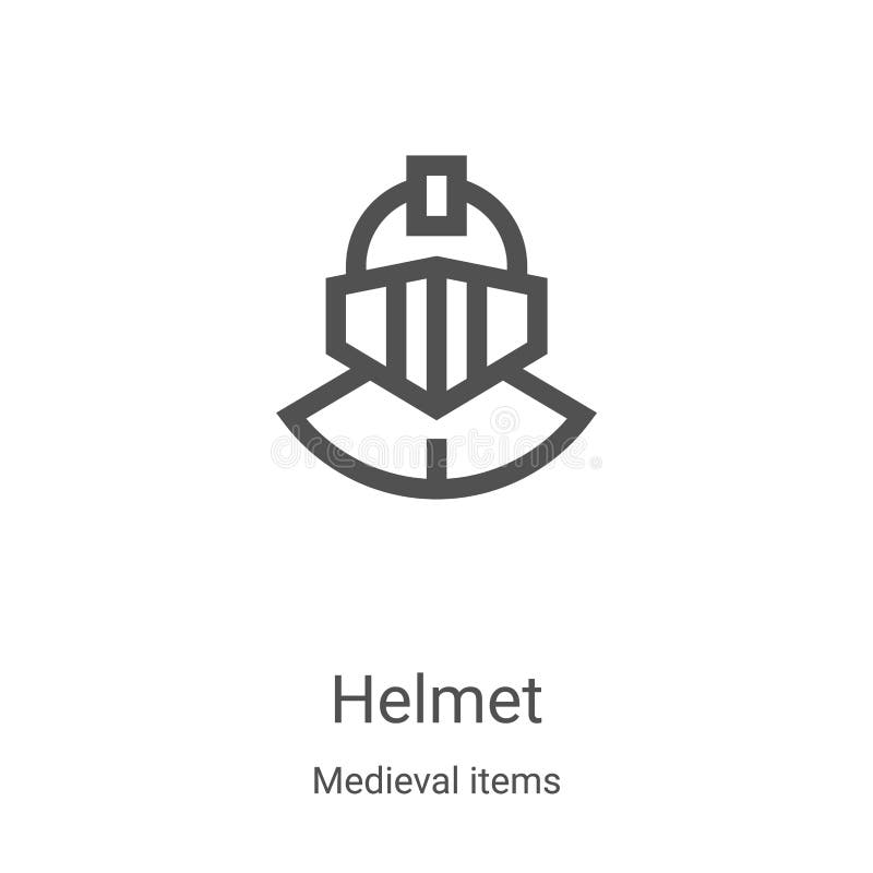Helmet Icon Vector from Medieval Items Collection. Thin Line Helmet ...