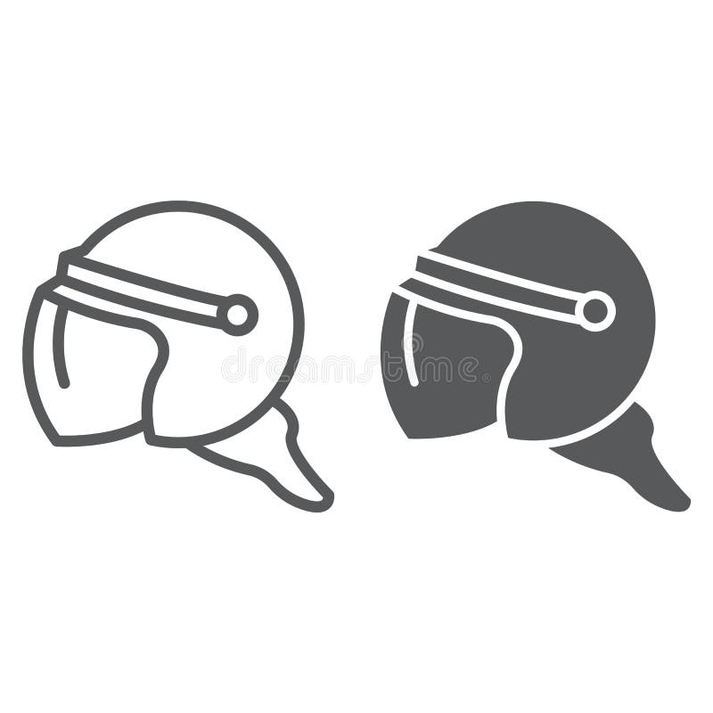 Helmet Line and Glyph Icon, Protection and Uniform, Police Helmet Sign ...