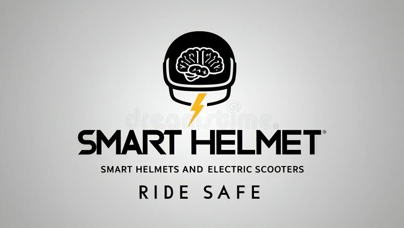 Helmet Logo Vector Design with Lightning with the Words Safe Ride Stock ...