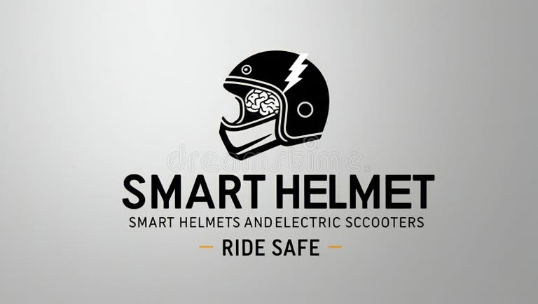 Helmet Logo Vector Design with Lightning with the Words Safe Ride Stock ...