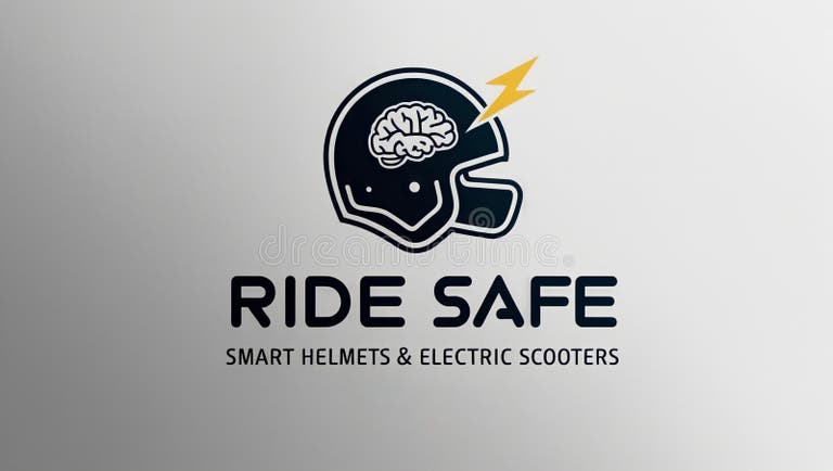Helmet Logo Vector Design with Lightning with the Words Safe Ride Stock ...