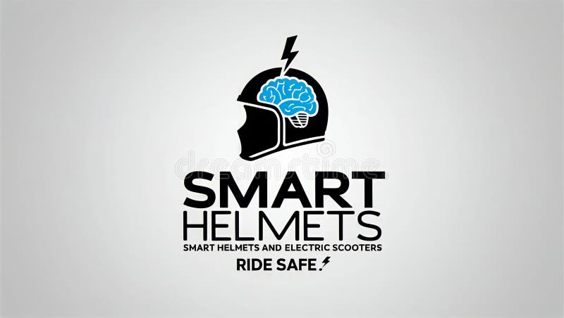 Helmet Logo Vector Design with Lightning with the Words Safe Ride Stock ...