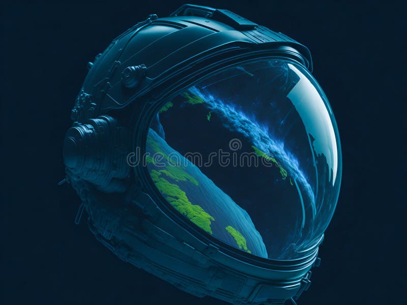 A Helmet Mirror of Earth and Space. Stock Illustration - Illustration ...
