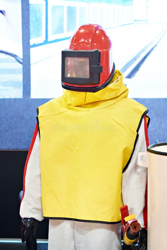 Helmet and Protective Suit for Sandblasting Stock Image - Image of ...