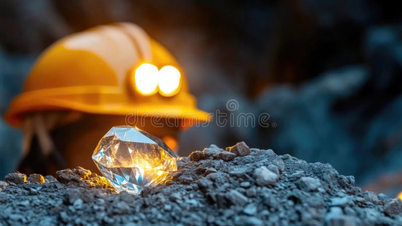 Helmet Reflection of Diamond in Darkness. Stock Illustration ...
