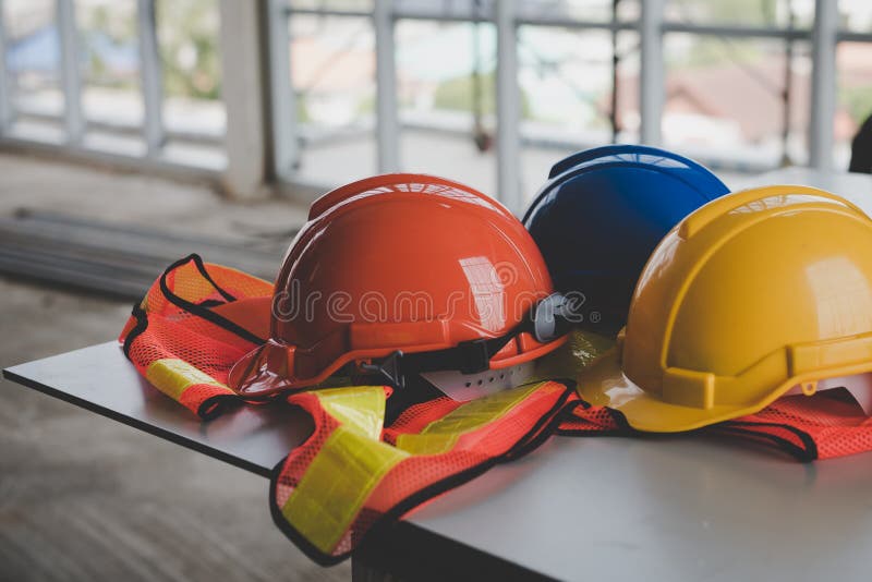 A Helmet that Sits on Your Desk in Building Construction. Stock Image ...