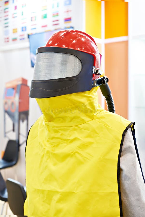 Helmet and Suit for Sandblasting Stock Photo - Image of professional ...