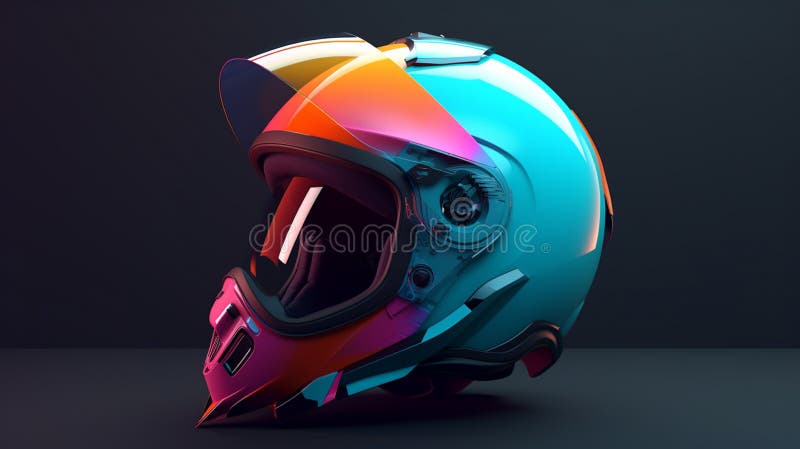 Helmet in Trending Color Palette with Generative AI Stock Illustration ...