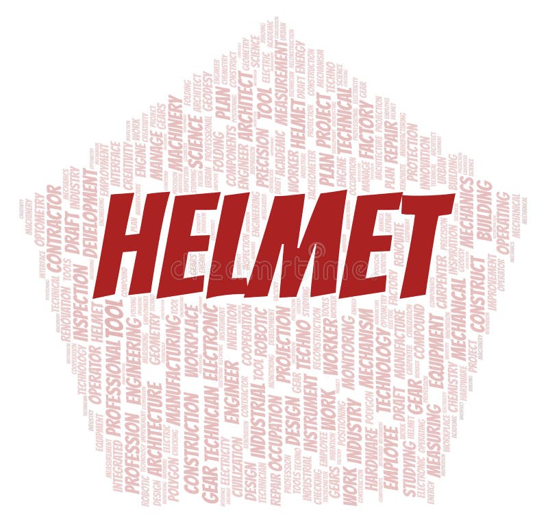 Helmet Typography Word Cloud Create with the Text only Stock ...