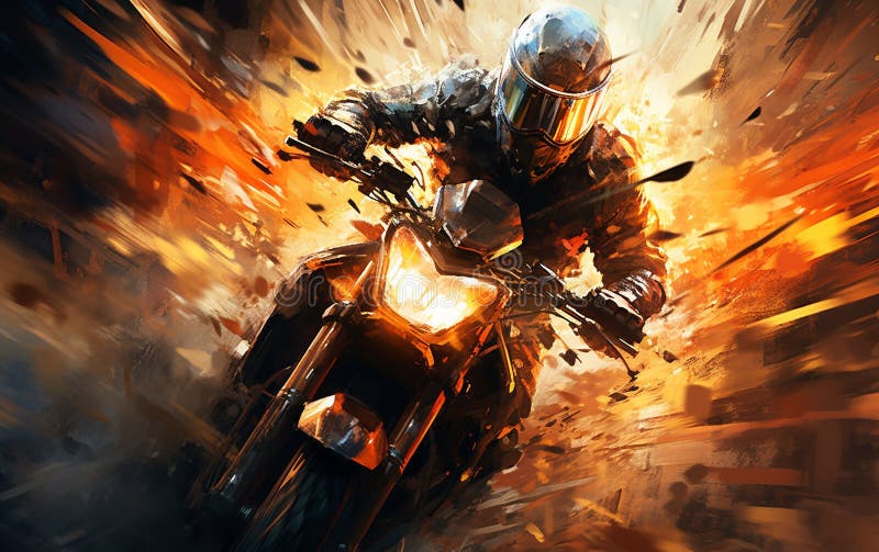 "a Helmeted Man Riding a Motorcycle -Generative Ai Stock Photo - Image ...