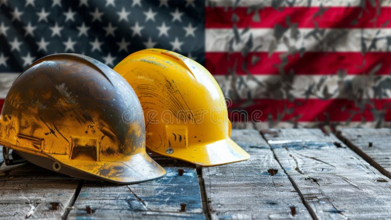 Helmets of Hard Work: Labor Day Safety Stock Illustration ...