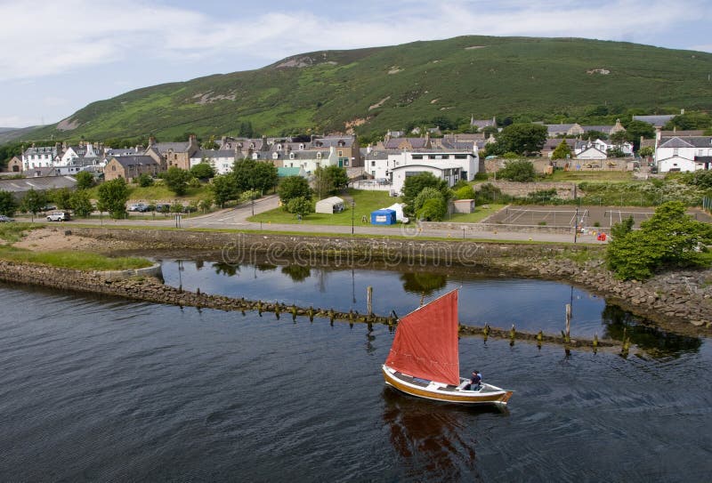 Sailing Boat Going Passed Helmsdale Old Harbour, Helmsdale, Sutherland ...