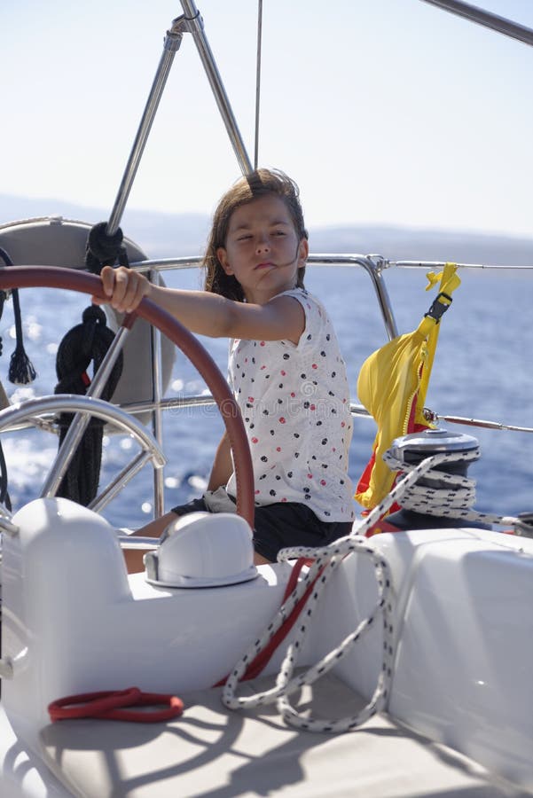 Helmsman Steering Sailing Boat Stock Photo - Image of sail, steer: 34497496