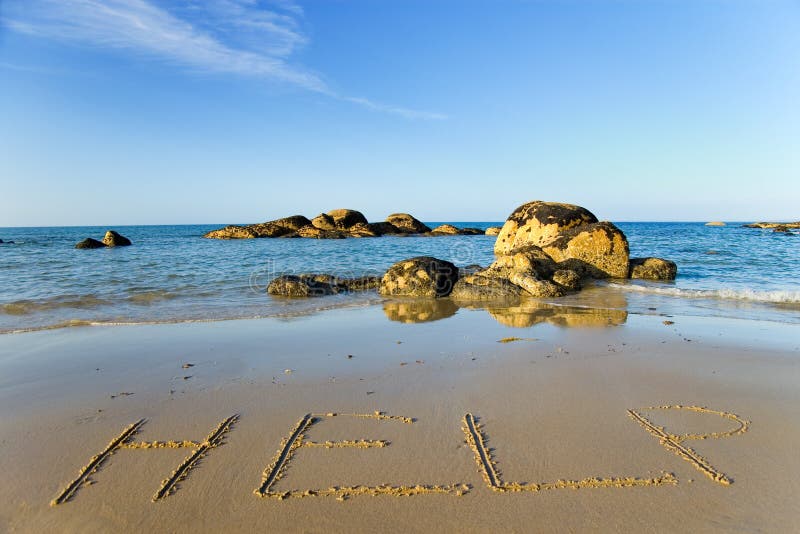SOS Help Message in the Sand Stock Image - Image of island, surf: 30067927