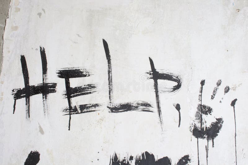 Horror Crime Concept. Help Message on Bloody Background Wall Stock ...