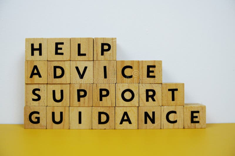 Help, Advice, Support, Guidance with Wooden Blocks Alphabet Letterstop ...