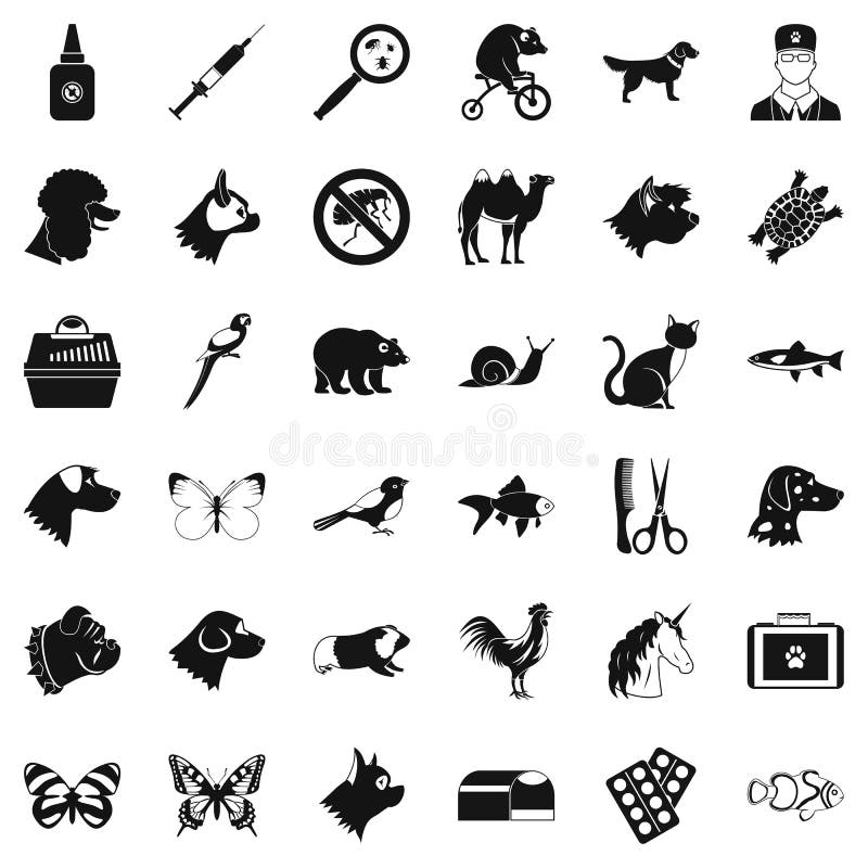 Help for Animal Icons Set, Simple Style Stock Vector - Illustration of ...
