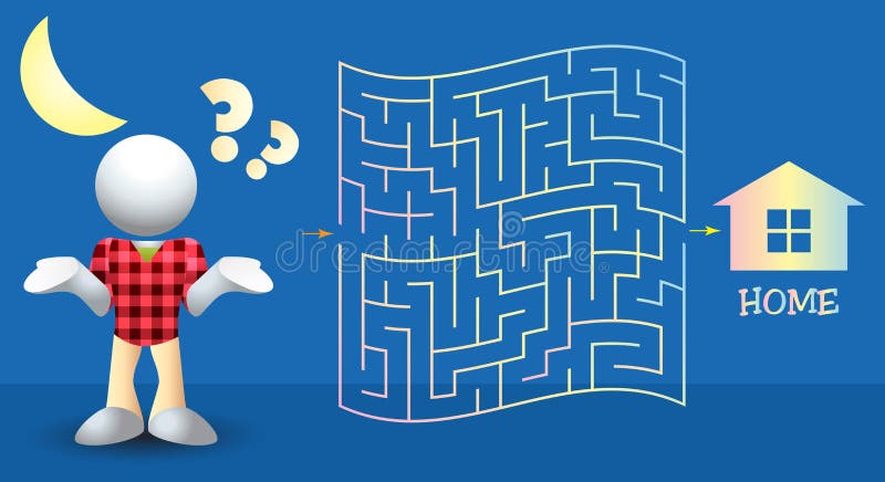Help the Boy Find the Way Home Maze Illustration Stock Vector ...