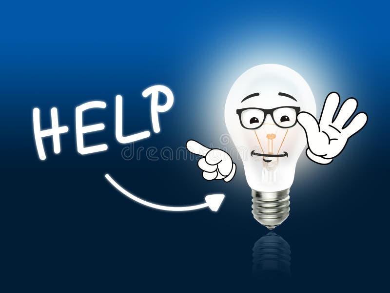 Help Bulb Lamp Energy Light Blue Stock Illustration - Illustration of ...