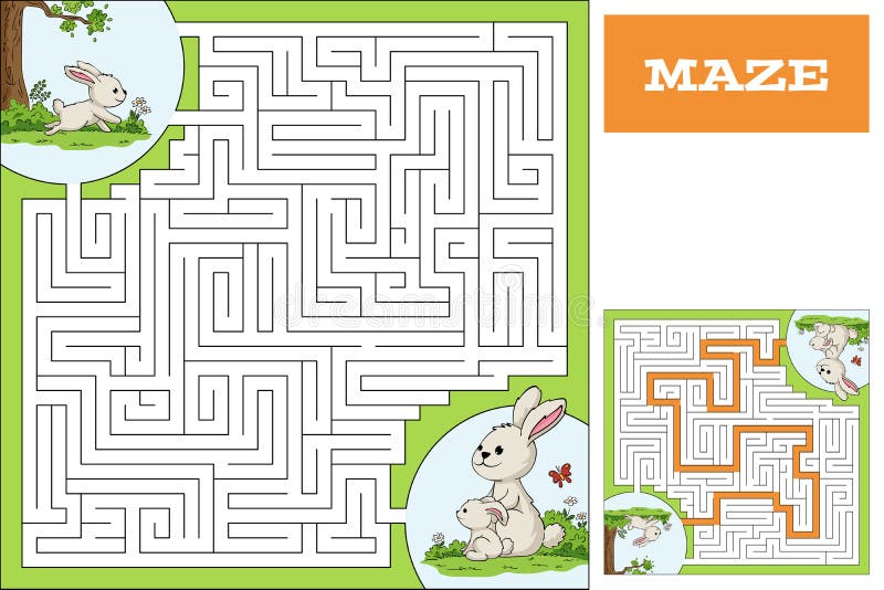 Help the Bunny To Find the Way. Maze Game Puzzle Stock Vector ...