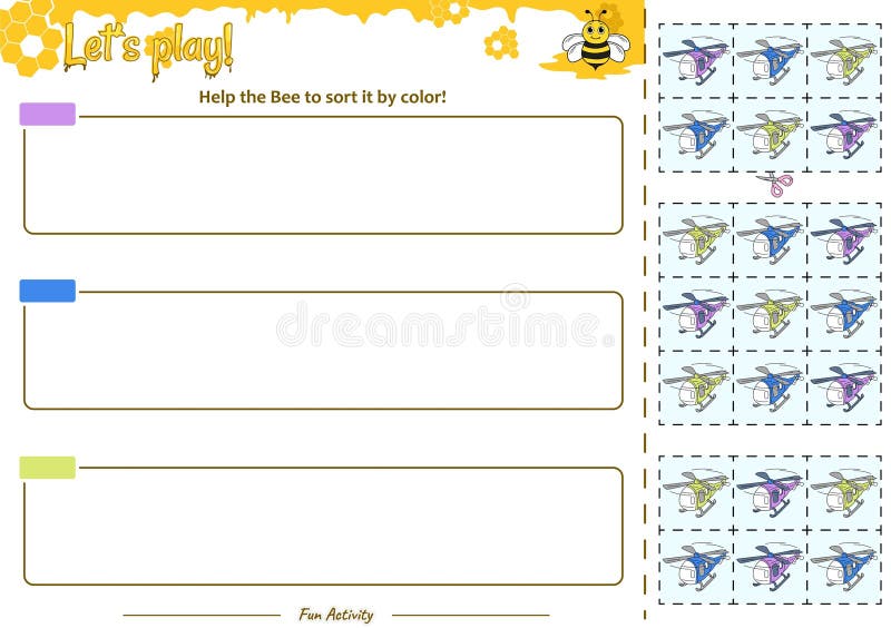 Sorting Game Help the Bee Tidy it Up by the Color Helicopter 3 Stock ...
